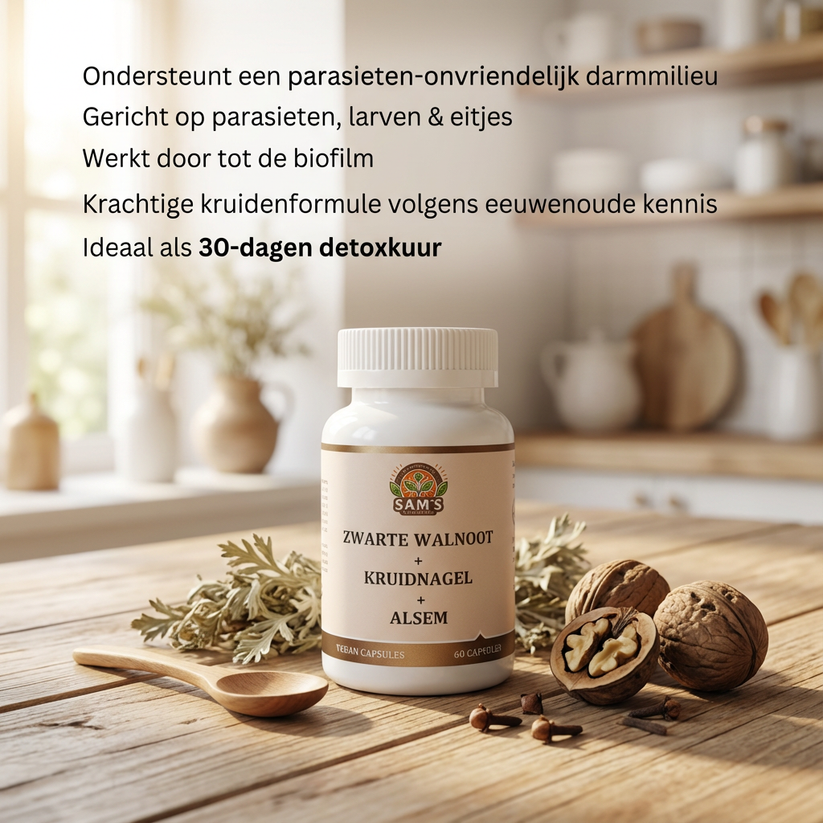 Parasieten Detox - Zwarte Walnoot – Alsem – Kruidnagel Capsules – Sam's ...