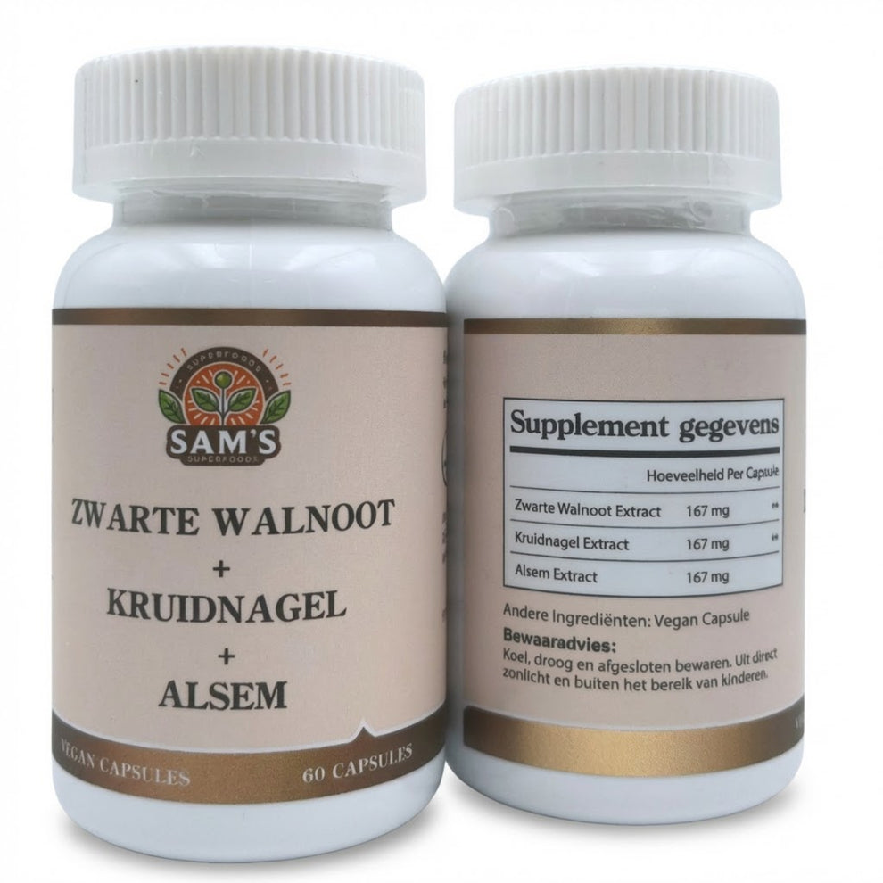 Zwarte Walnoot – Alsem – Kruidnagel Capsules – Sam's Superfoods